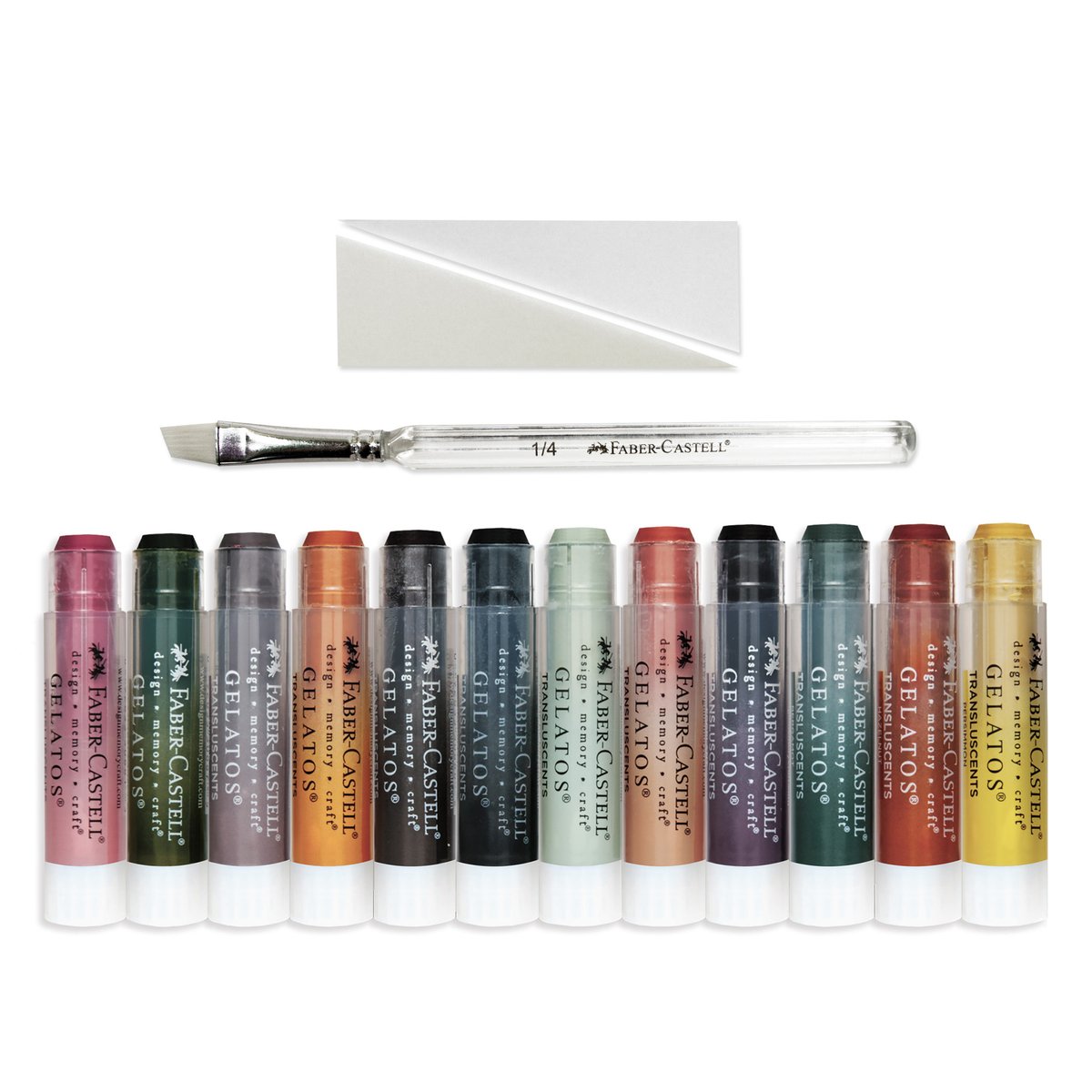 Faber Castell Gelatos Colors Set, Translucents - Water Soluble Pigment Crayons - 12 Translucent Colors