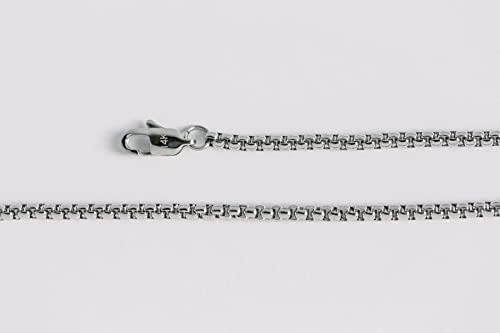 Dubai Collections Box Round Rolo Chain 3mm Fine 14k White Gold Necklace Women Men Jewelry Strong Solid plated Clasp Gift with Lobster (22.00)