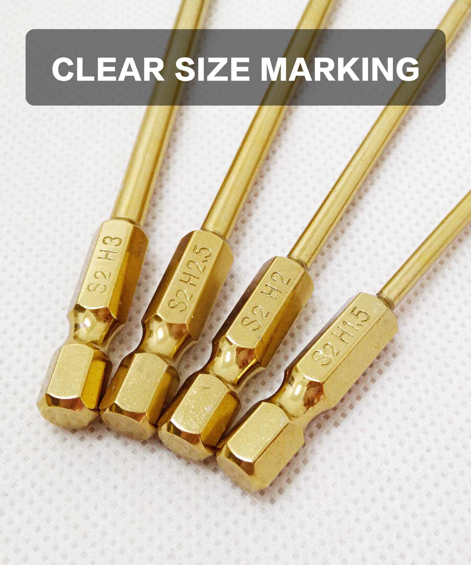 VICRAZZE RC Hex Bit Set 1.5, 2.0, 2.5 & 3.0mm Hex Head Allen Wrench Drill Bit S2 Steel 1/4" Hex Shank 100mm Long for Screwdrivers Bit Electric Screwgun Power Drill RC Repair Working Tools