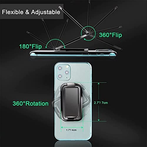 NLQHOPTS Foldable Phone Ring Stand Holder Finger Kickstand, Adjustable 360ºRotation Cell Phone Ring Grip for Office Desktop&Magnetic Car Mount ,Compatible with All Smartphones (Black)