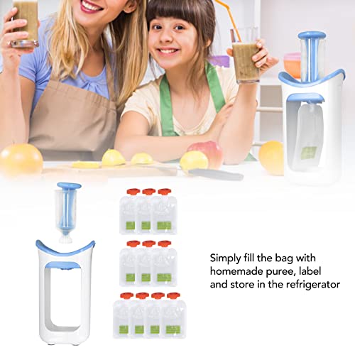 YEmirth Baby Food Maker with 10PCS Pouch, Squeezes Station Fresh Fruit Juice Puree Squeezer Reusable Storage Bags for Snacks Storage, Perfect Home Outdoor Camping Traveling(A1)