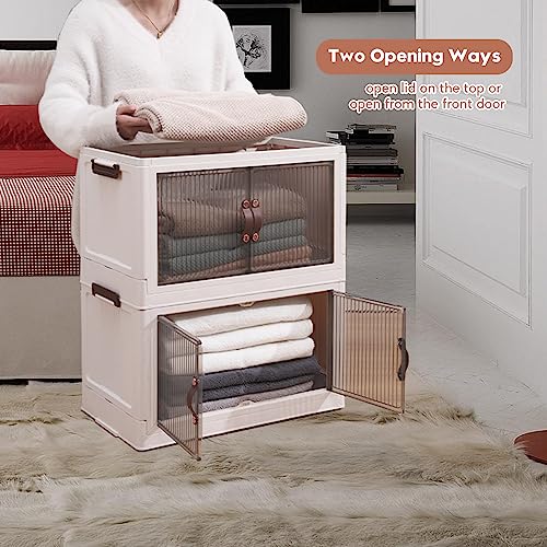 Storage Bins with Lids,Collapsible Closet Organizers with Double Door,Foldable Toy Storage with front opening.Dorm Room Essentials,12Gal Folding Car Organizer.