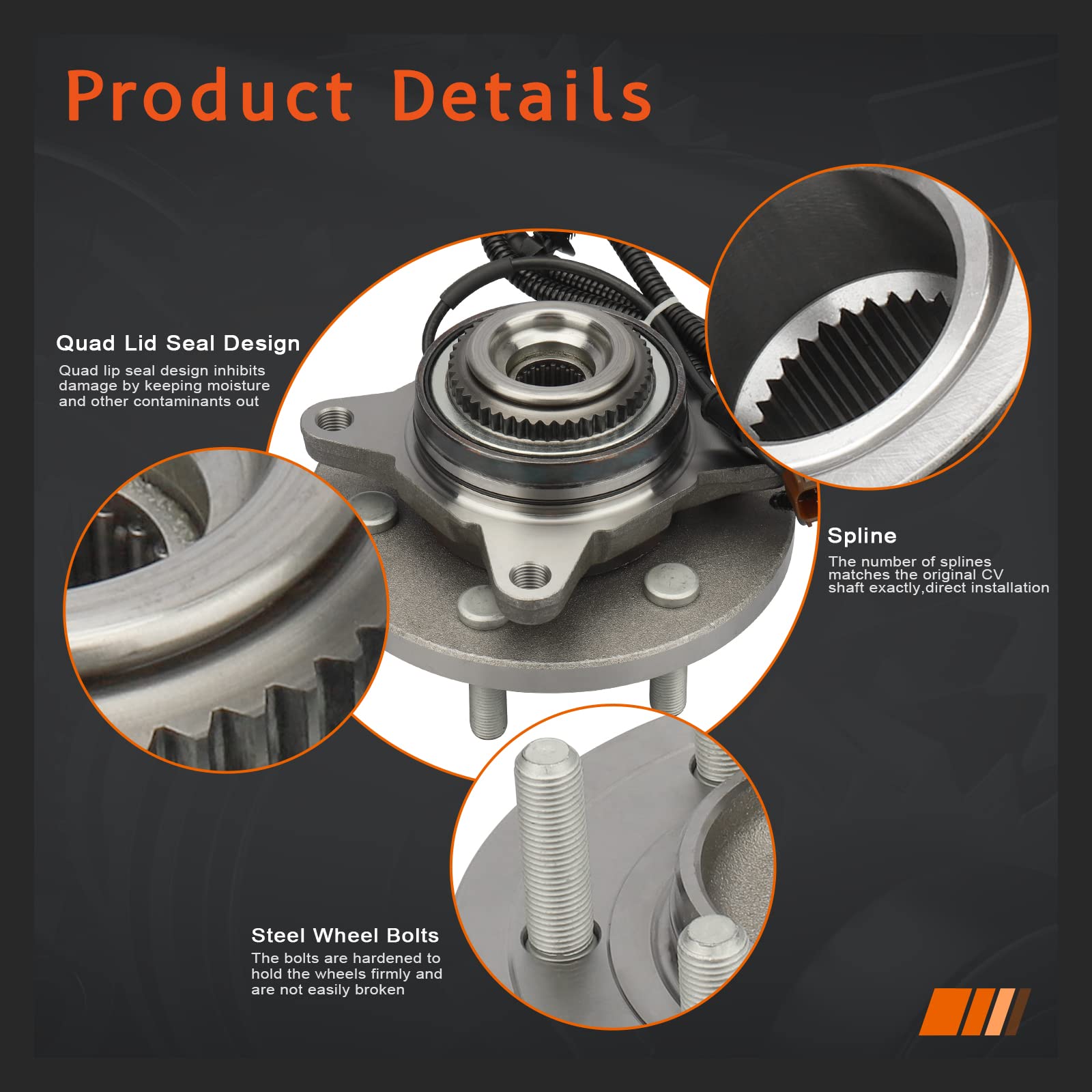 DRIVESTAR 515169 4WD Front Left/Right Wheel Hub & Bearing Assembly for Ford F150 2015-2017 4WD Only (Excludes Raptor)