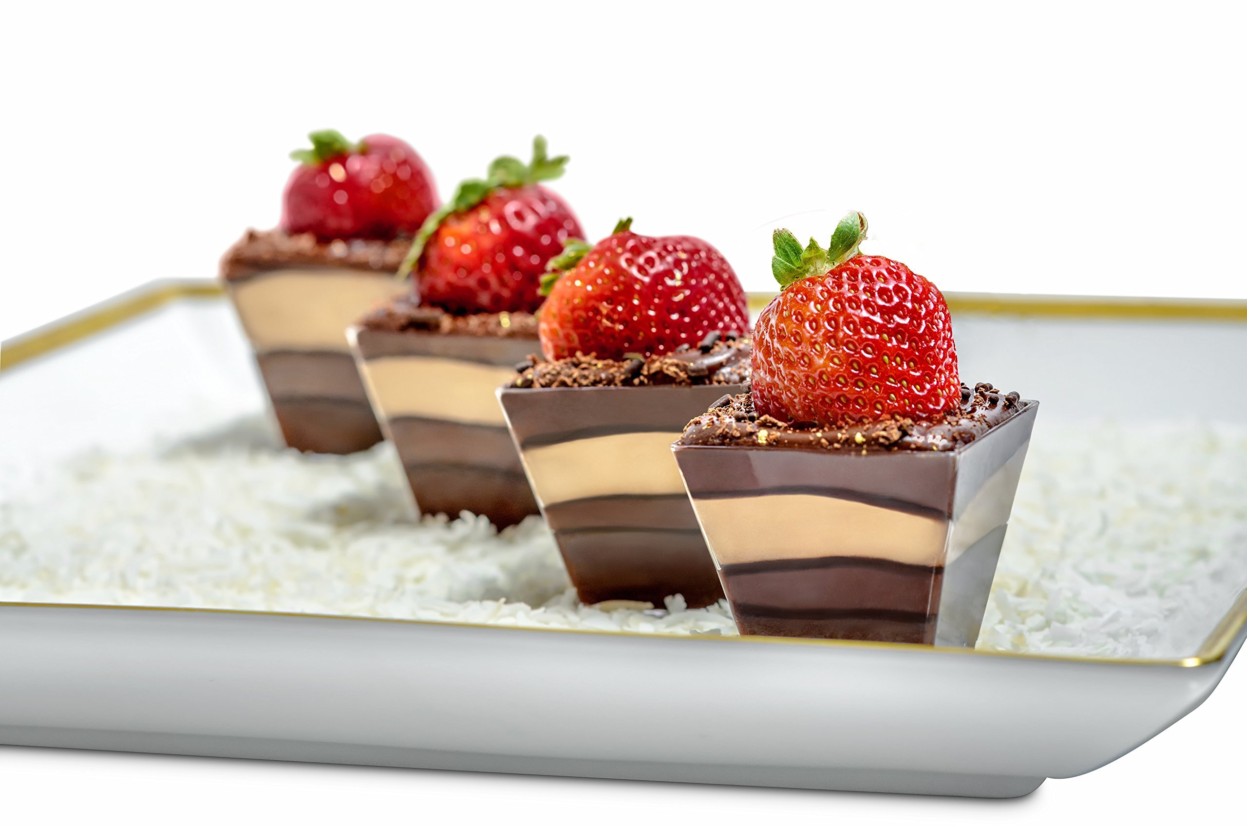 ImpiriLux 2 oz x 100 ct Dessert Cups with Spoons | Square Mini Plastic Dessert Cups + 100 Spoons | Chic Presentation of Desserts, Appetizers, Catering and Much More