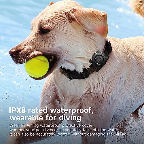 Waterproof Airtag Dog Collar Holder Airtag Case for Dog Collar TPU & Silicone Full Body Covered Anti-Lost Apple Air Tag Collar Holder Protective Airtag Case for Pet Collar Backpack(1 Pack)