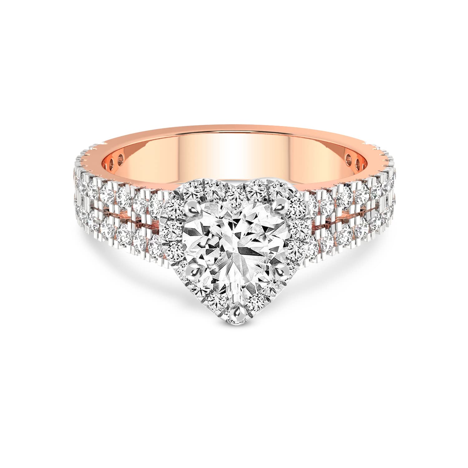 FRIENDLY DIAMONDS 2 Carat | IGI Certified Heart Shape Lab Grown Diamond Ring | 14K Or 18K in White, Yellow Or Rose Gold | Luna Split Shank Halo Diamond Ring | FG-VS1-VS2 Quality