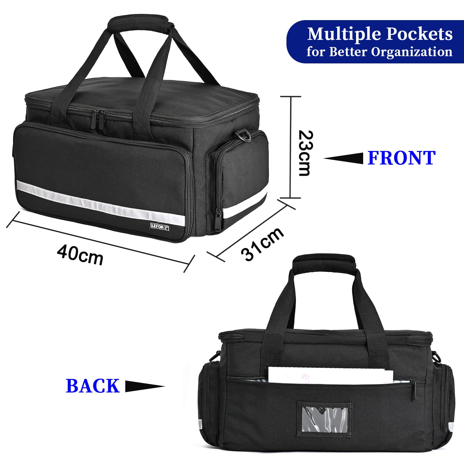 LEFOR·Z Home Health Nurse Bag Medical Bag Empty First Aid Storage with Detachable Divider Medical Supplies Bag for Nursing Student,Therapist,Doctors