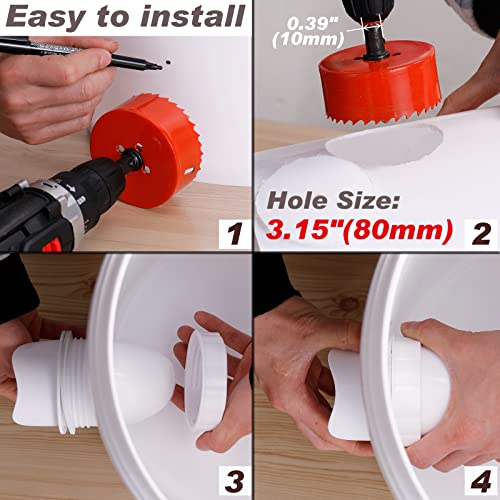 No Waste Chicken Feeder and Waterer,with Rat Stopper Caps,6 Ports 6 Chicken Water Cups and Hole Saw,DIY Poultry Feeder Port Gravity Automatic Fed Kit for Buckets,Barrels,Bins,Troughs