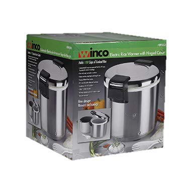 Winco Stainless Steel Electric Rice Warmer 100 Cup Cooked Rice Capacity