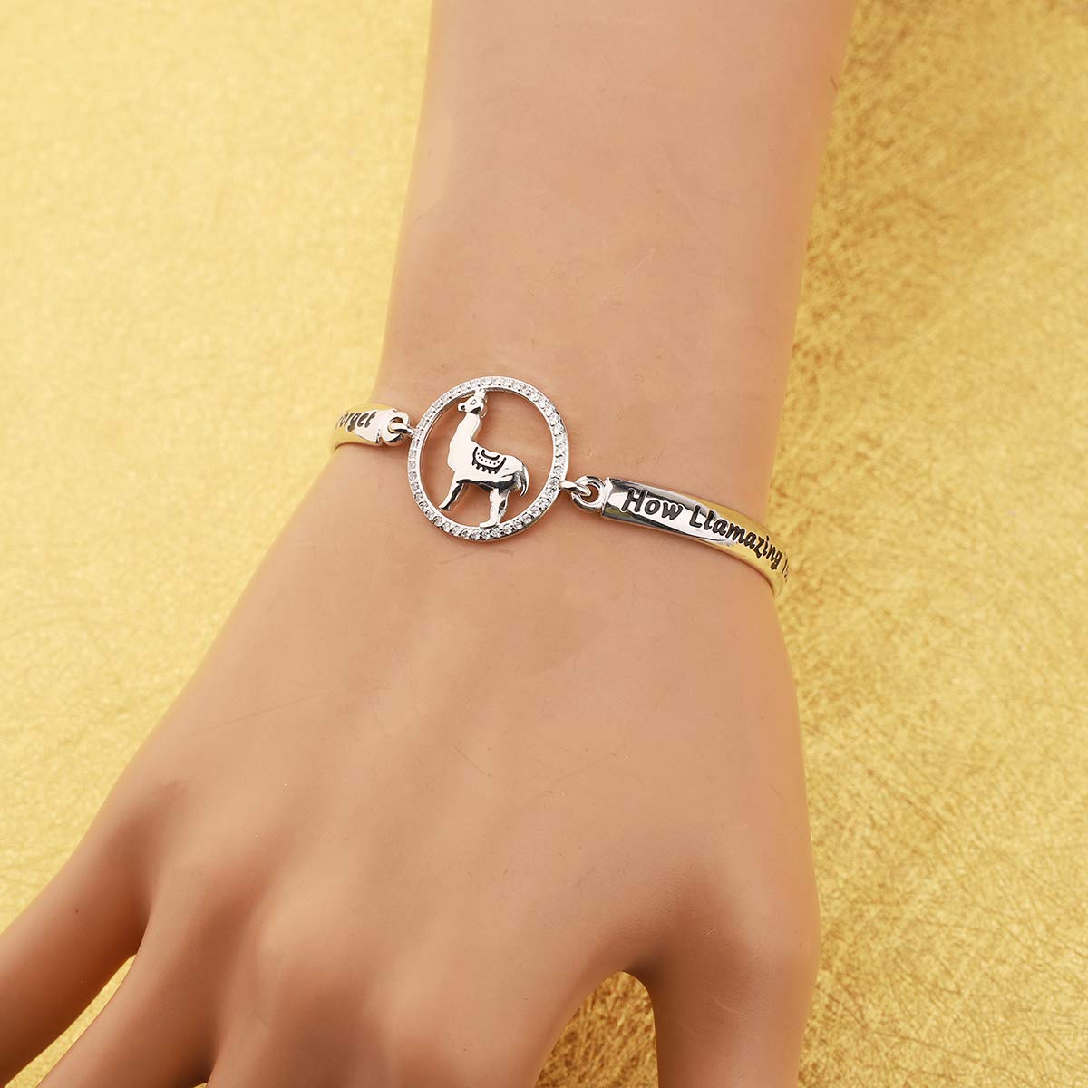FOTAP Llama Gift Never Forget How Llamazing You Are Bracelet Alpaca Gifts (Llama S Bangle)