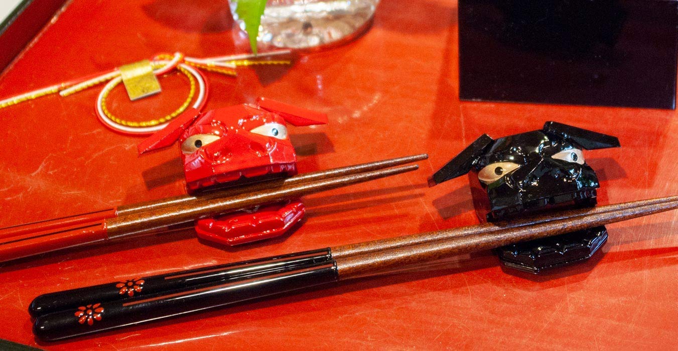 Kawaii 27920 Chopsticks, Chrysanthemum Komon, Lion Mai, Chopsticks Rest, Assortment, 9.1/8.3 inches (23/21 cm)