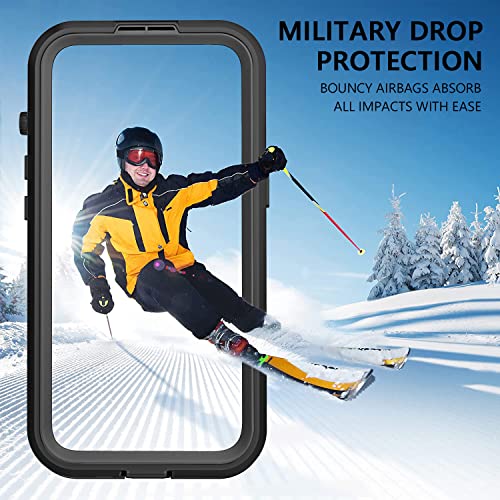 Protebox for iPhone 14 Pro Max Waterproof Case, Built-in 9H Tempered Glass Screen [12 FT Military Drop-Proof] [Full Body Shockproof Dustproof] Protective Phone Case 6.7" (Black/Clear)