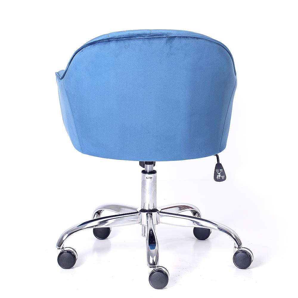 FCQuality Home Office Chairs Velvet Swivel Desk Chair Height Adjustable Computer Task Chair with Strong Metal Base for Study/Living Room/Bedroom (Navy Blue)