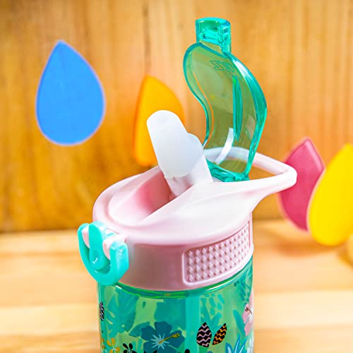 Zak Designs Kids Durable Plastic Spout Cover and Built-in Carrying Loop, Leak-Proof Water Design for Travel, (16oz, 2pc Set), Lilo and Stitch 2pk