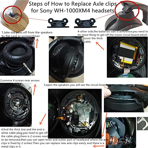 Repair WH-1000XM4 Spin Axis Axle Rotation Shaft Clips Replacement Kit Parts Accessories Compatible with Sony 1000XM4 Wireless Noise Cancelling Headphones (1PCS Right Side Rotation Shaft Clips(R))