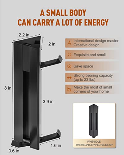 Waterproof Towel Robe Coat Holder for Wall，Foldable Black Towel Hooks，coat rack，Free Perforated，Bathroom Hooks，Black Wall Hooks，Bathroom Towel Holder，adhesive robe hooks for wall，for Bathroom，Kitchen