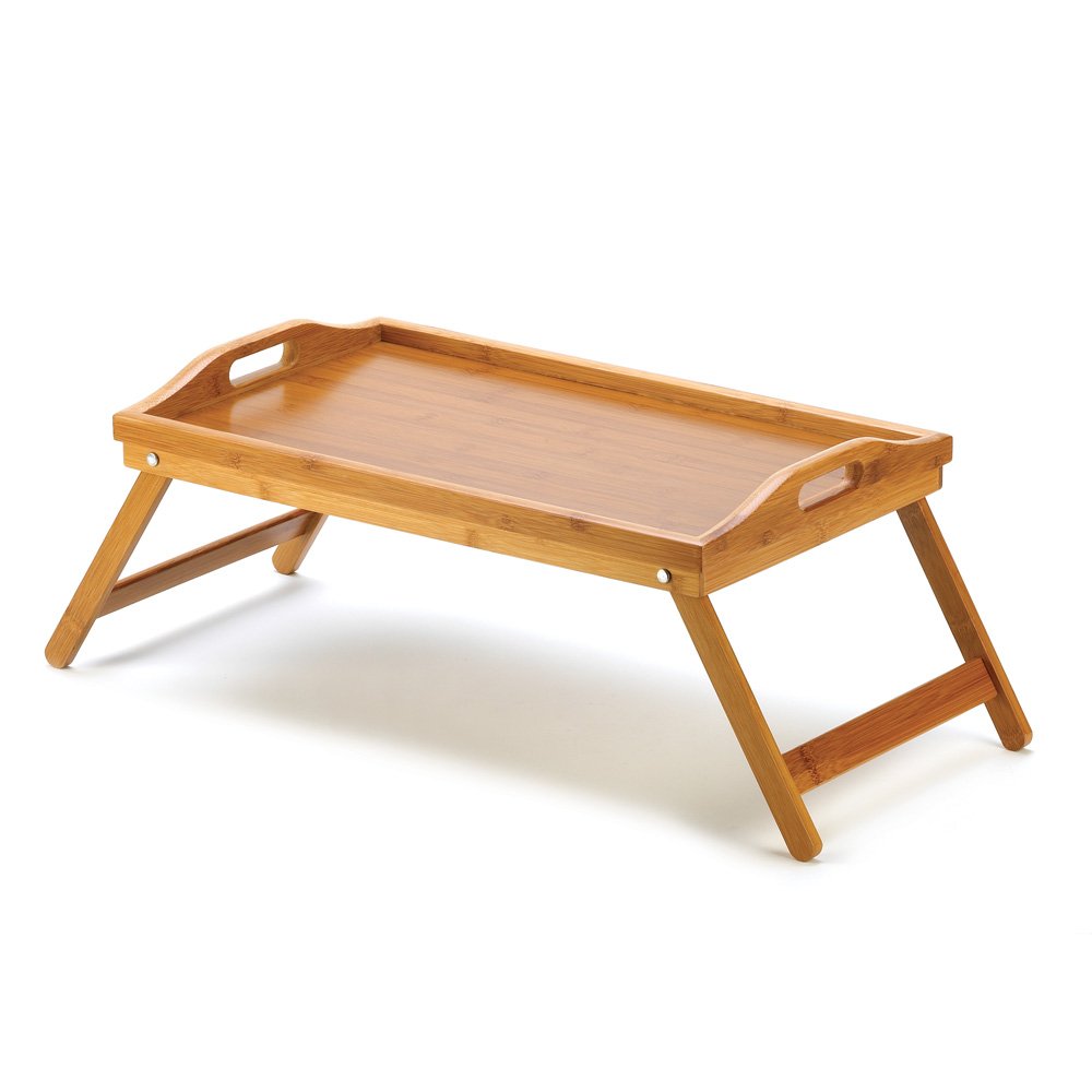 Furniture Creations Compact Bamboo Wood Bed Breakfast Food Serving Tray