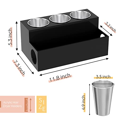 NoceBy Acrylic Hair Dryer Organizer, Black Hair Dryer Hair Styling Tools and Accessories Holder, Bathroom Storage Makeup Vanity Bathroom Organizer Countertop