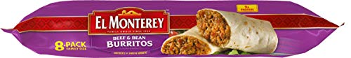El Monterey Beef and Bean Burritos Made with Real Beef, 8 Ct Box