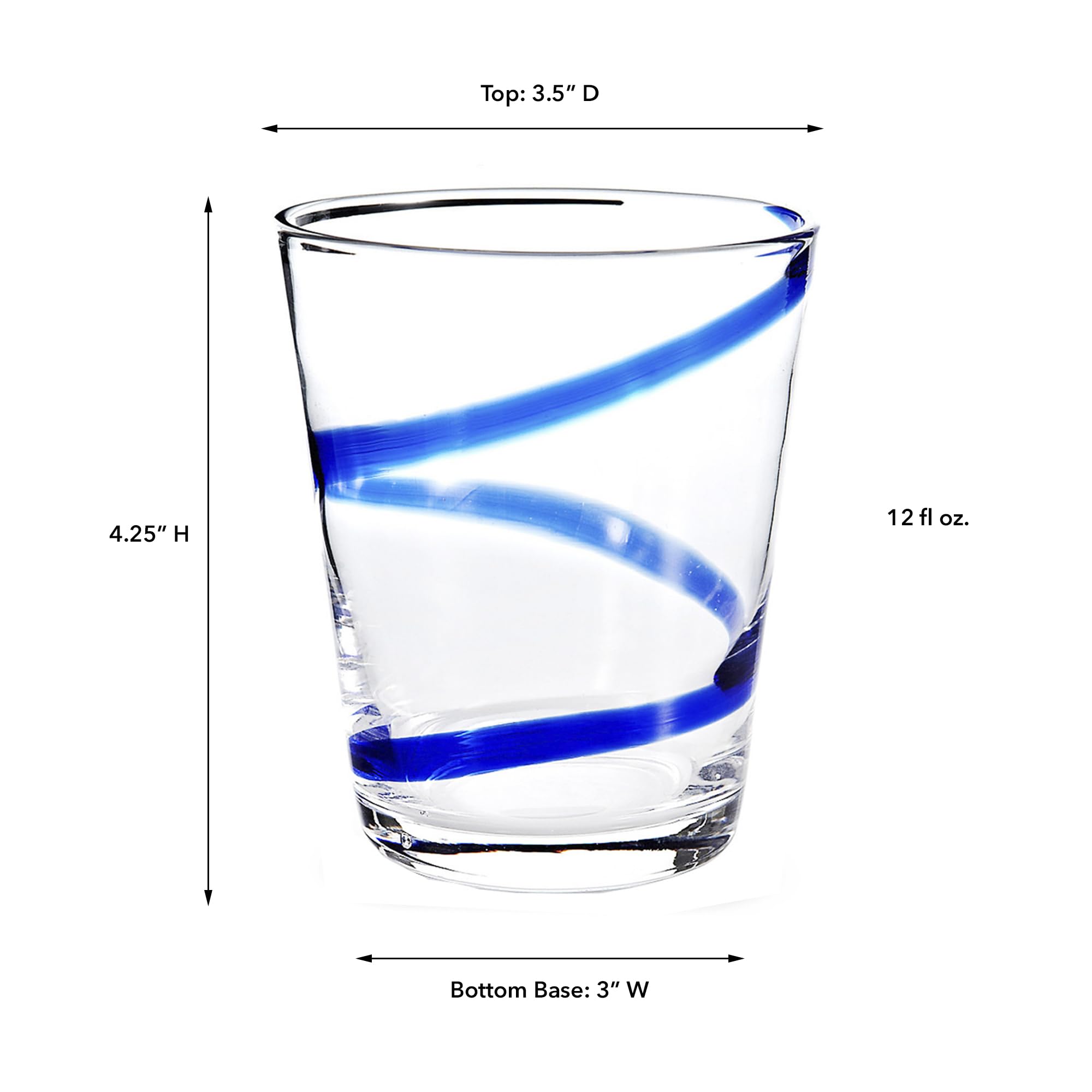 Impulse Crazy Rocks Hand-Crafted Glass, Blue, Set of 6