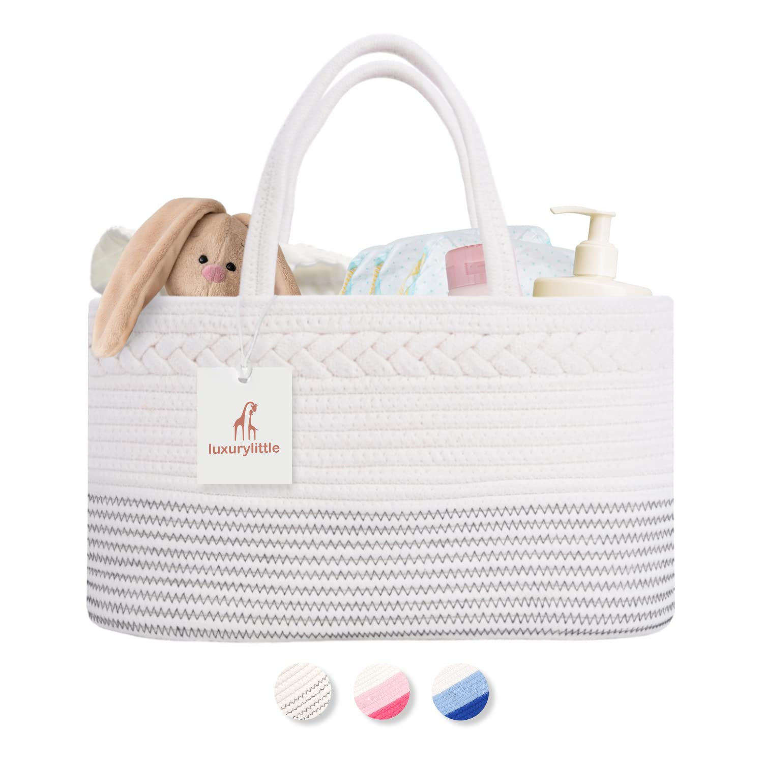 luxury little Diaper Caddy Organizer and Muslin Burp Cloths