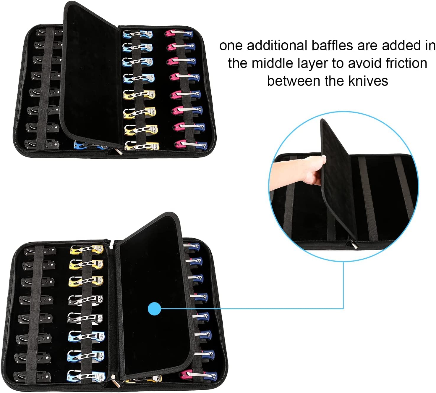 Knife Case,Knife Display Case,Knife Storage,32 Slots Folding Knife Holder Organizer,Butterfly Pocket Knife Carrier,Knives Collection Protector For Survival Tactical Outdoor EDC Mini Knife (Black)