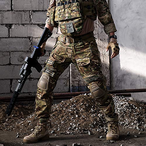 IDOGEAR Men's G3 Combat Pants with Knee Pads Multi Camouflage Trousers Airsoft Hunting Paintball Tactical Outdoor Pants (Multi-camo,34W x 32L)