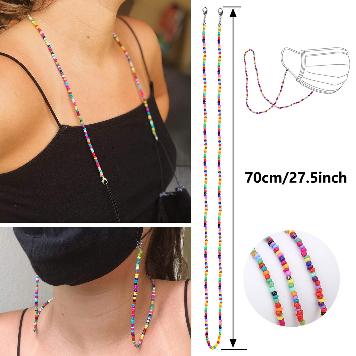 FUNEIA Mask Chain Eyeglass Chain Lanyard for Women Men Mask Lanyard Eyeglass Holder Chain Strap Gold Link Necklace Around Neck Eyeglass Chain Retainer Hanger Keeper Accessory
