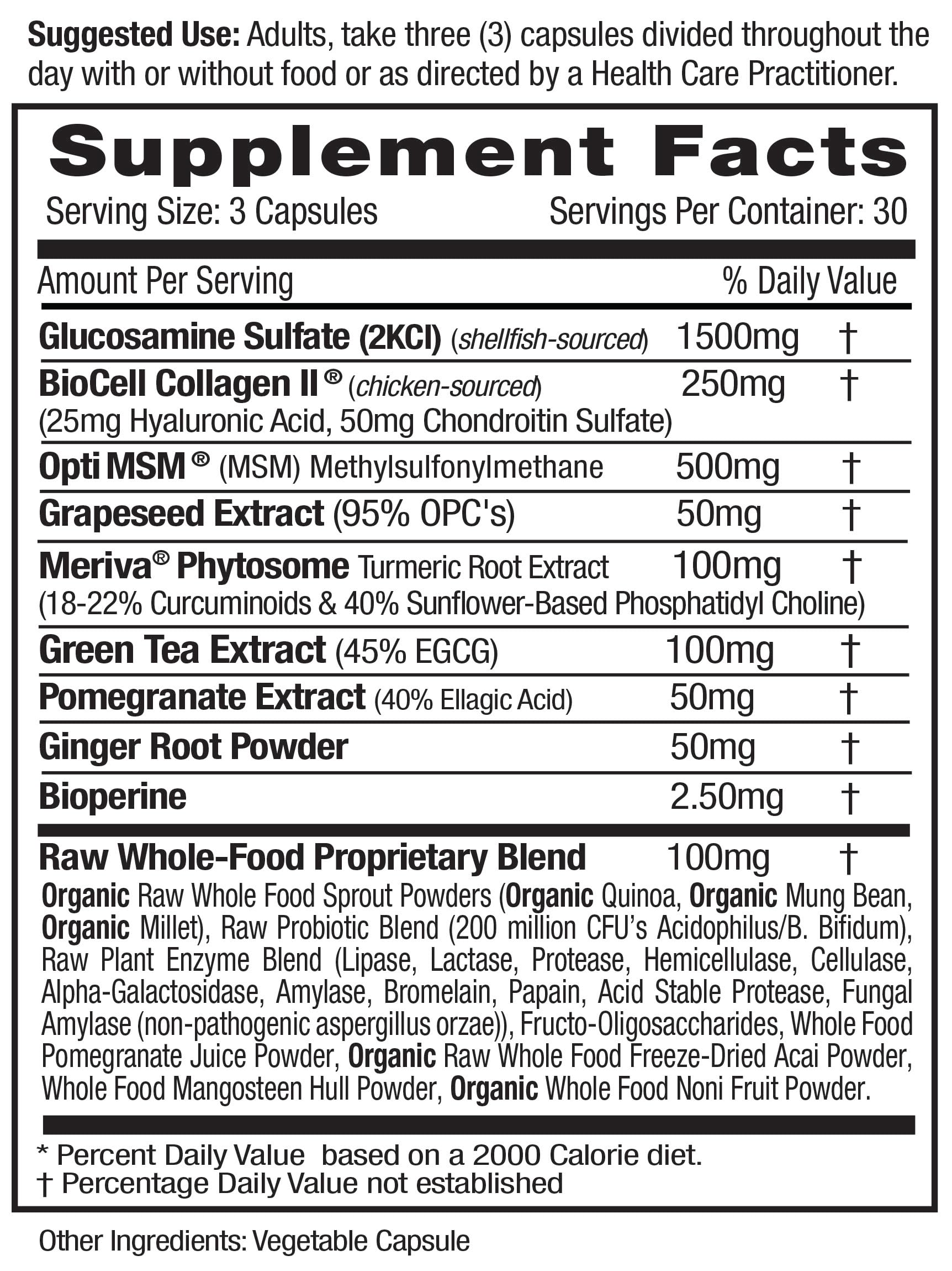 EMERALD LABS Joint Health - Biocell II Collagen, OptiMSM, Glucosamine, Meriva Turmeric Curcuminoids & More - Joint Health, Mobility & Flexibility Support* - 90 Vegetable Capsules (30-Day Supply)