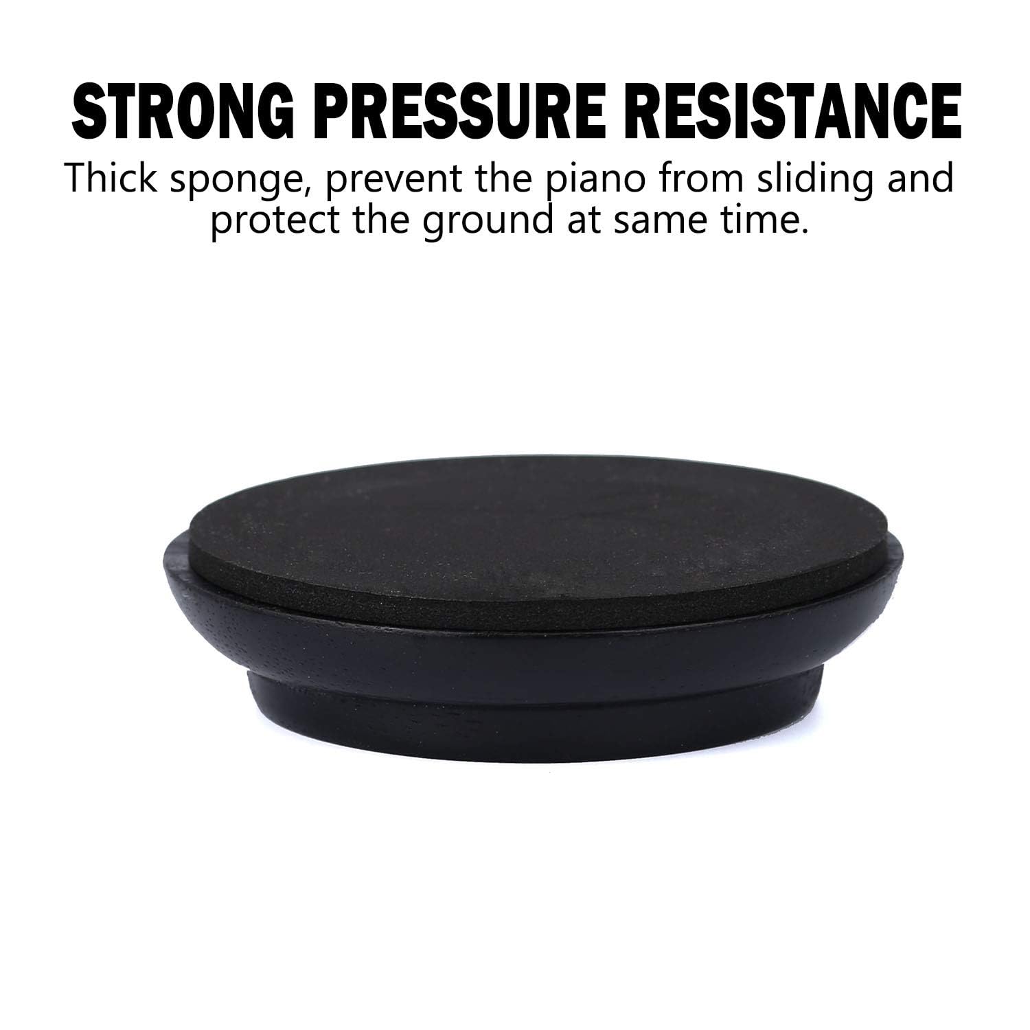 FameFame Solid Wood Piano Caster Piano Leg Floor Protectors, 3-Pack Grand Piano Caster Cups with Non-Slip & Anti-Noise Foam (Black)