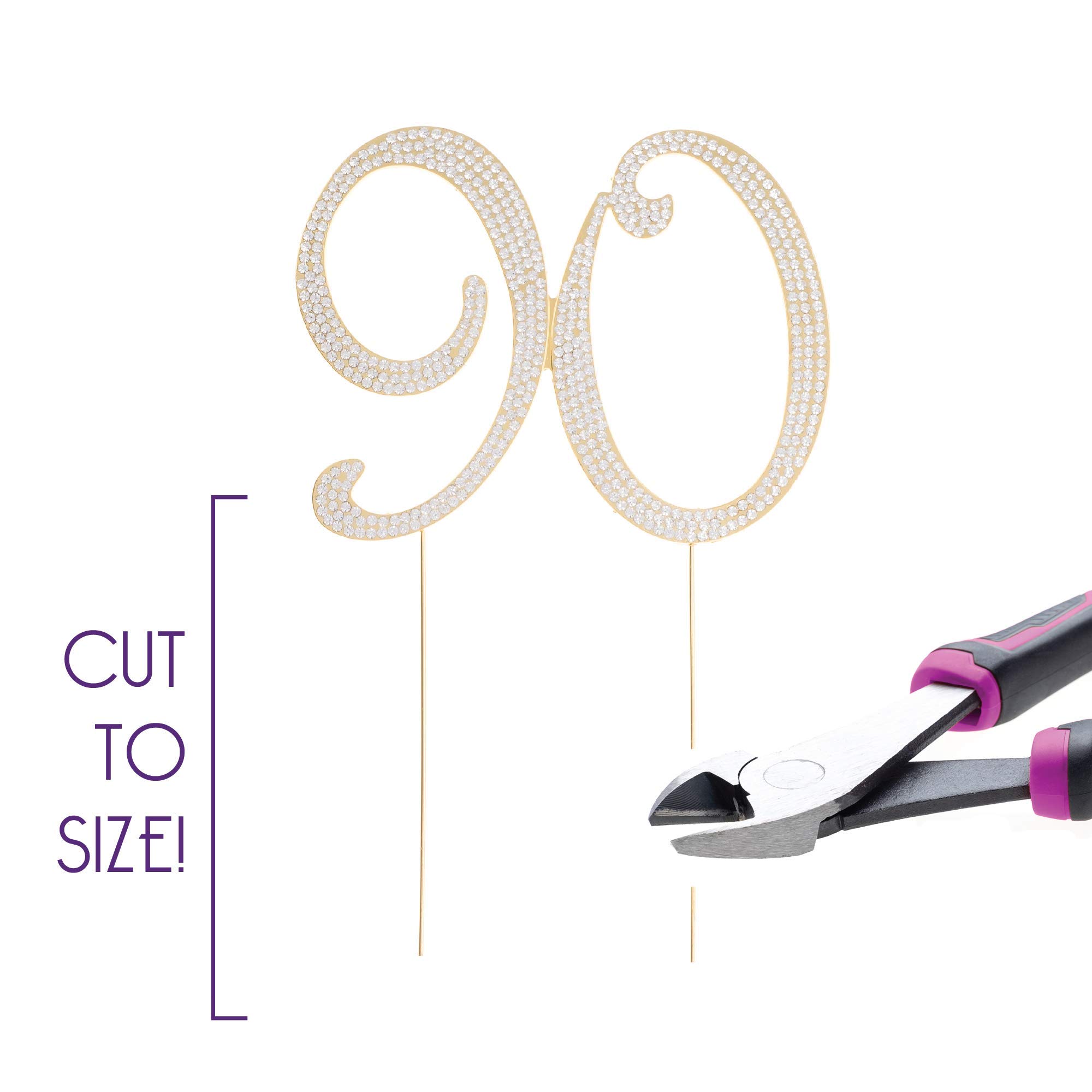 Ella Celebration 90 Cake Topper for 90th Birthday Number Party Supplies & Decoration Ideas (Silver)