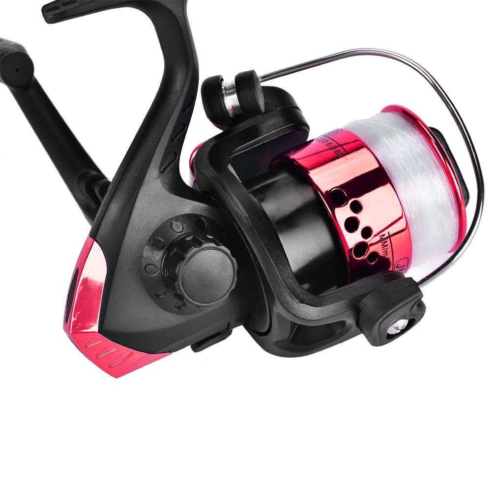 Fishing Reel, 3 Colors Freshwater Fishing Line Wheel Plastic Electroplating 200 Lightweight Spinning Fishing Reel Tackle Accessory with Wire (Red)