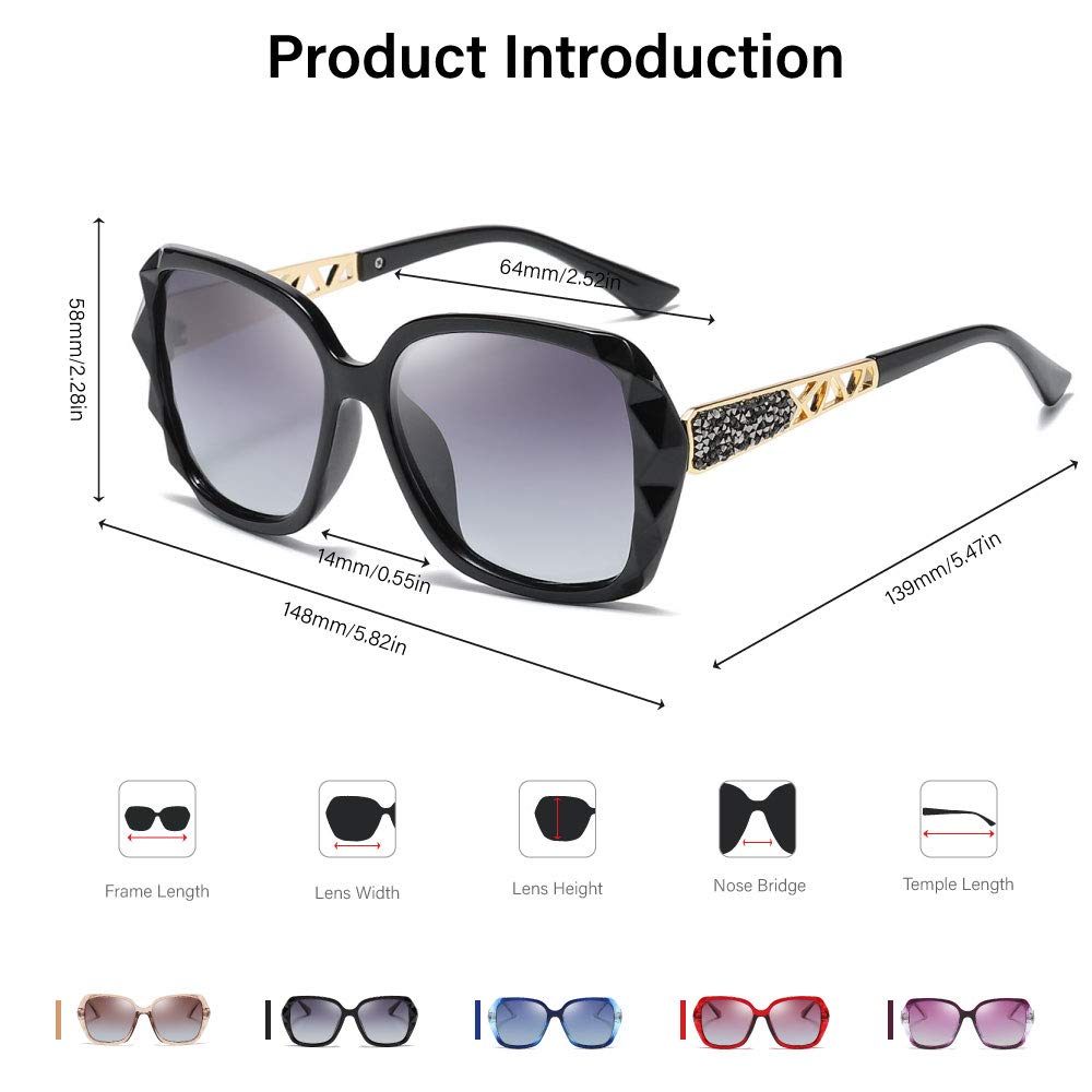 Dollger Oversized Polarized Sunglasses for Women Trendy Classic Ladies Sun Glasses UV400 Protection