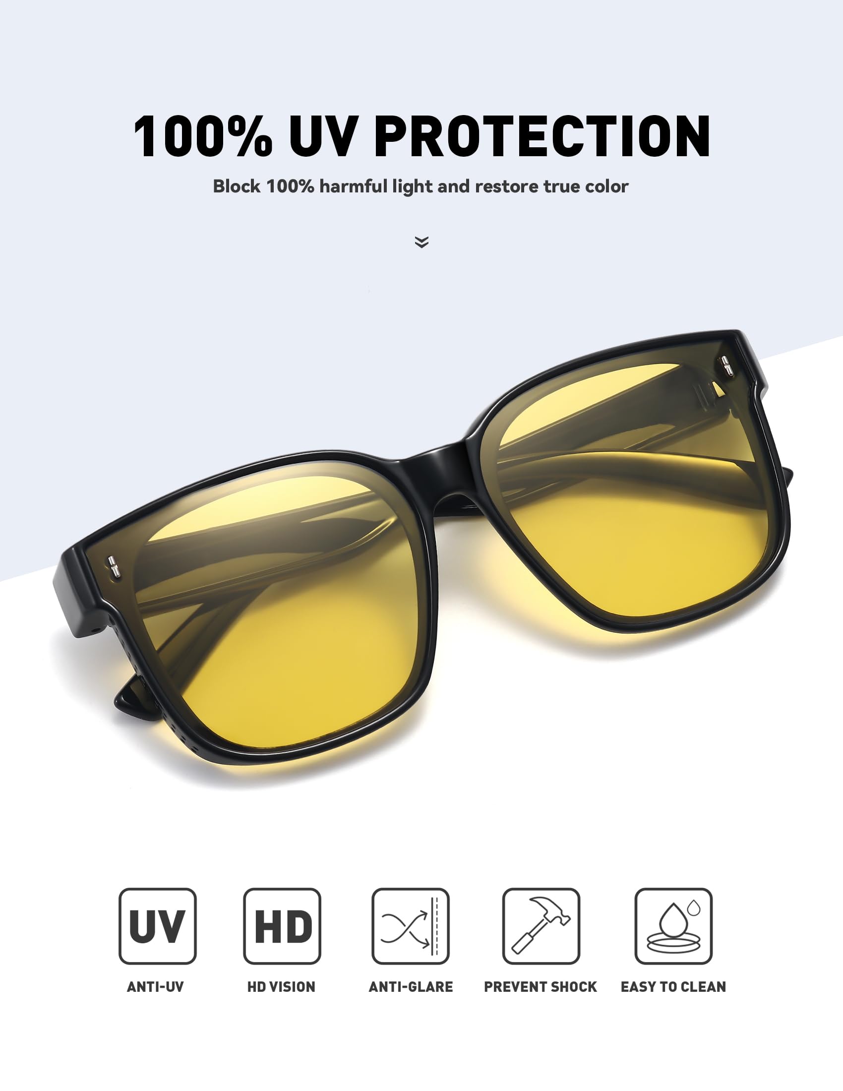 MEETSUN Oversized Fit Over Glasses Sunglasses for Women Trendy Square Polarized UV Protection Sun Glasses for Driving Black Grey