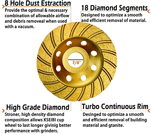 KSEIBI 644052 Super Turbo Diamond Cup Wheel 4-1/2 Inch (115 mm)