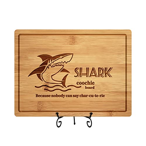Shark Cootie Charcuterie Board,Personalized Charcuterie Board,Laser Engraved Bamboo Cutting Board,Funny Charcuterie Board for Meat and Cheese (E, 11‘’)