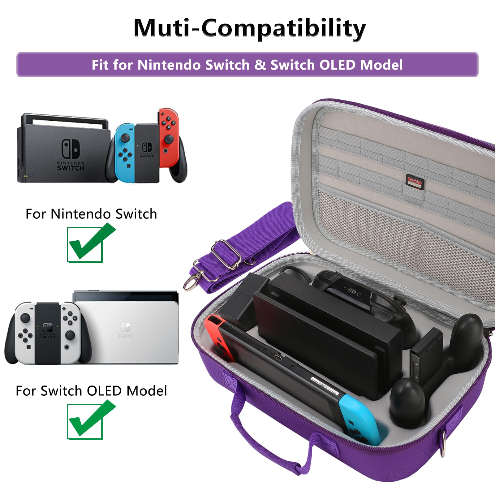 Dronside Portable Carrying Case for Nintendo Switch / Switch OLED Model (2021) – Hard Travel Storage Messenger Bag for Nintendo Switch Console Pro Controller Accessories
