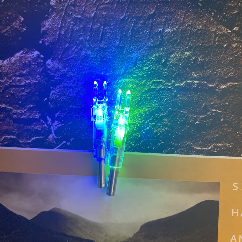 Ellen Archery 12PCS/lot LED Arrow Nock Light Arrow Nock Hunting Arrow Nocks Lighted Led Arrow Nock Tail (6pcs Green+6pcs Blue)
