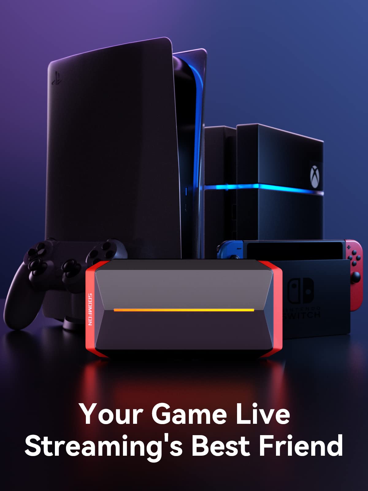 Video Capture Card - SOOMFOM Dual HDMI Input Game Capture Card with 1080P60 HDMI Loop-Out, Stream and Record at 1080P 60fps for Live Streaming, Conference and More