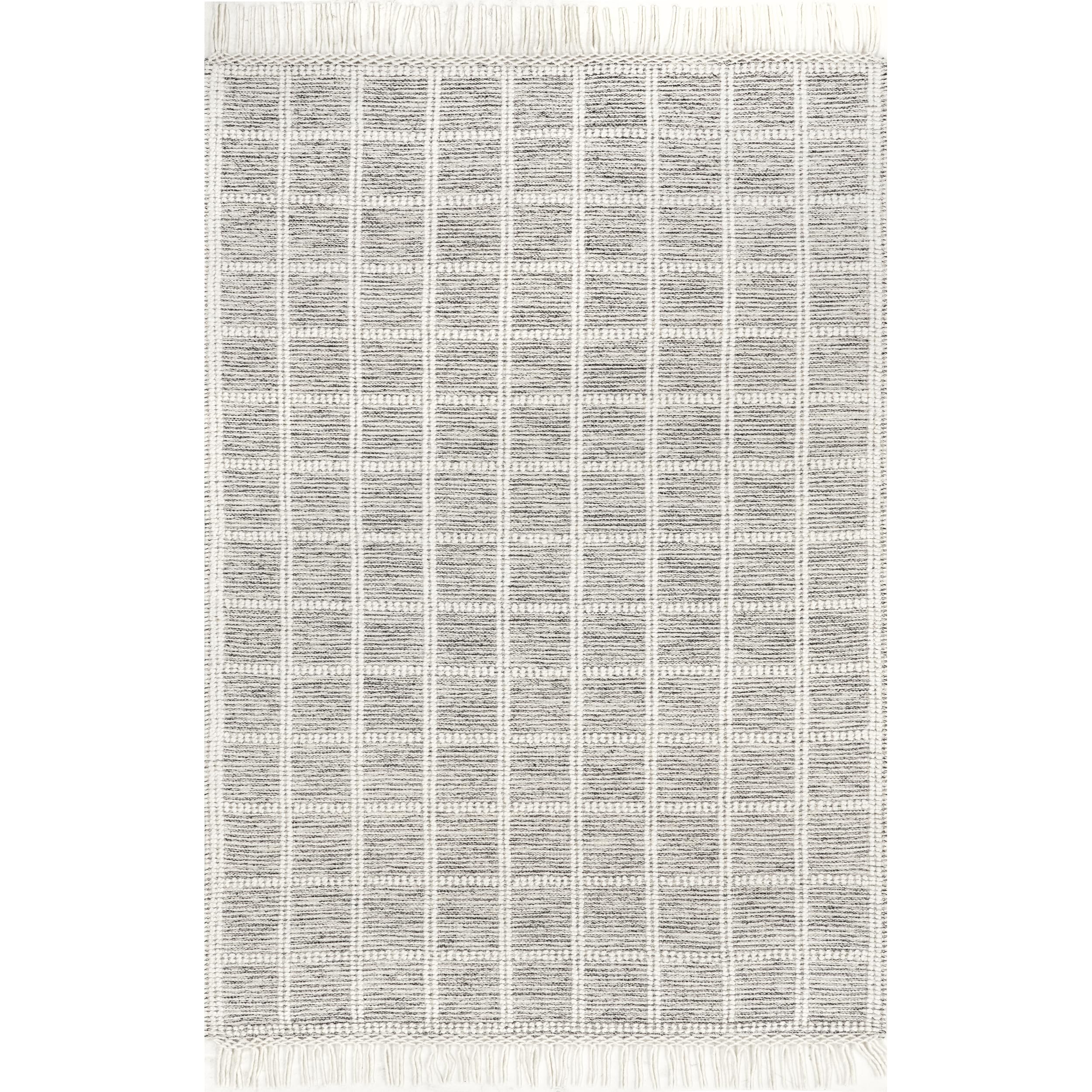 nuLOOM Huia Striped 8x10 Wool Area Rug for Living Room Bedroom Dining Room, Ivory