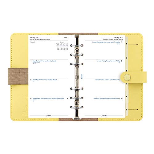 Filofax 2021 The Original Lemon - Personal, 6 Rings, Includes Week On 2 Pages Calendar Diary, Multilingual (C026070-21)