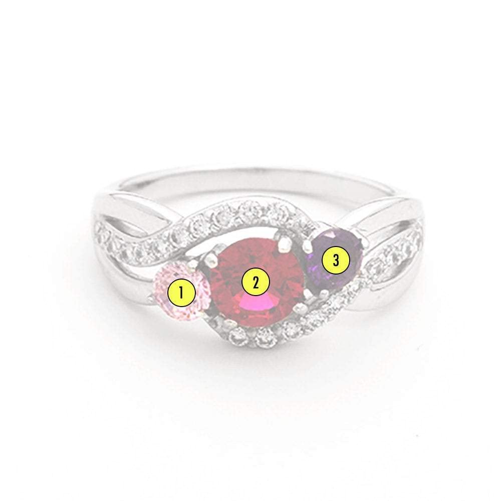 EVE'S ADDICTION Sterling Silver Personalized 3 Stone Infinity Simulated Birthstone Mother's Ring for Mother's Day (Sizes 7) - Custom Mother's Ring - Customized Gift for Her - Gifts for Mom
