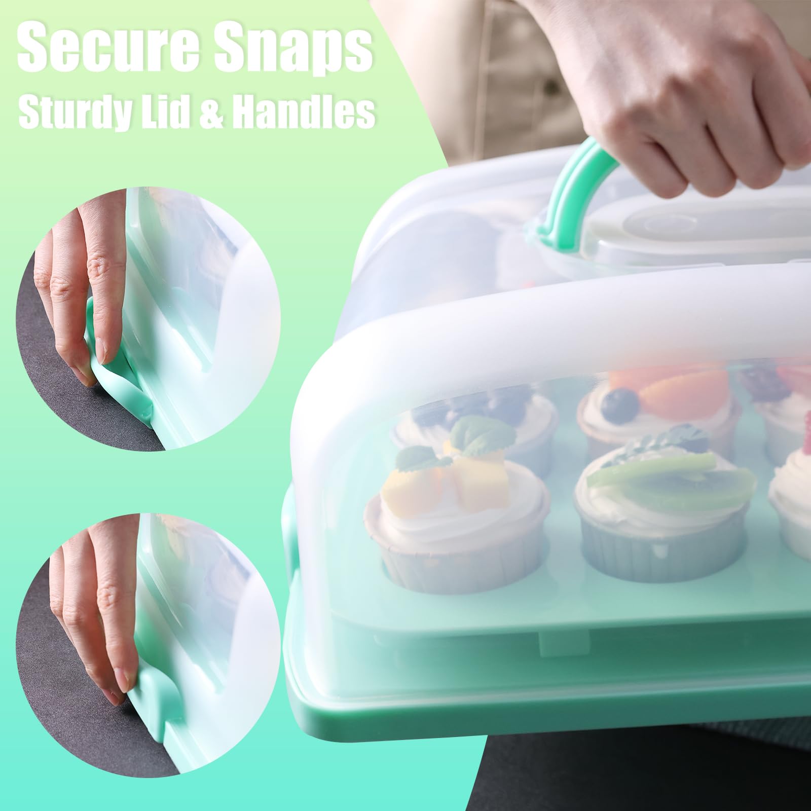 VGOODALL Cake Carrier with Lid, White Square Cake Holder Cupcake Container for 12 Cupcakes 2 in 1 Portable Dessert Container for Cake Pie Muffin Cobbler