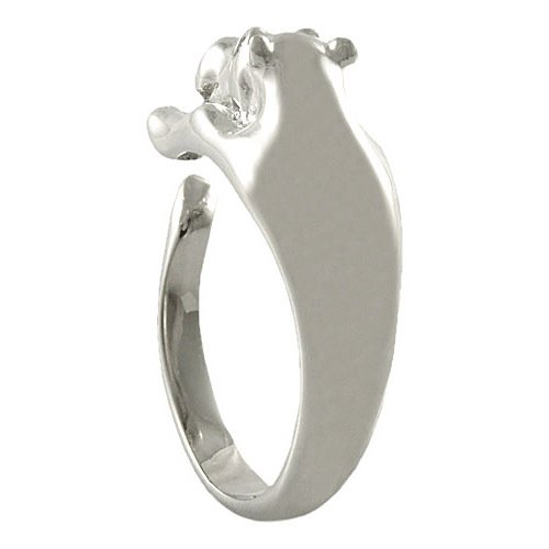Ellenviva Hippo Animal Wrap Ring White Gold-Plated Shiny Silver Tone- Size 6
