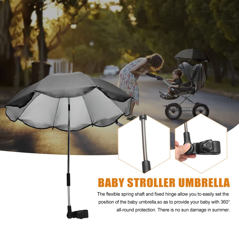 Xiaokeis Baby Stroller Umbrella Portable Folding Sun Umbrella Pushchair Parasol Umbrella Universal Clip Fixing Device Detachable Infant Sun Protection Umbrella for Pram,Pushchair Buggy(Orange)