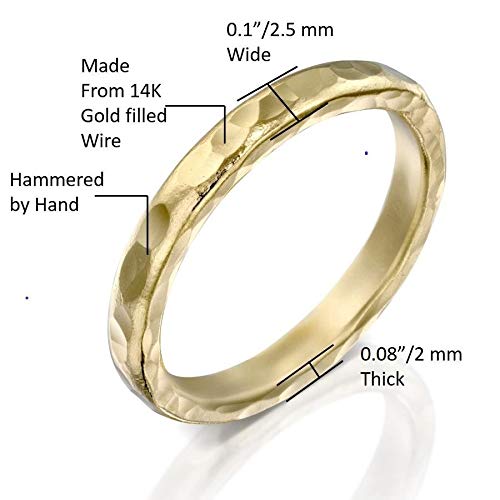 FABIN JEWELRY Handmade Gold Filled Hammered Ring, Textured Statement Band