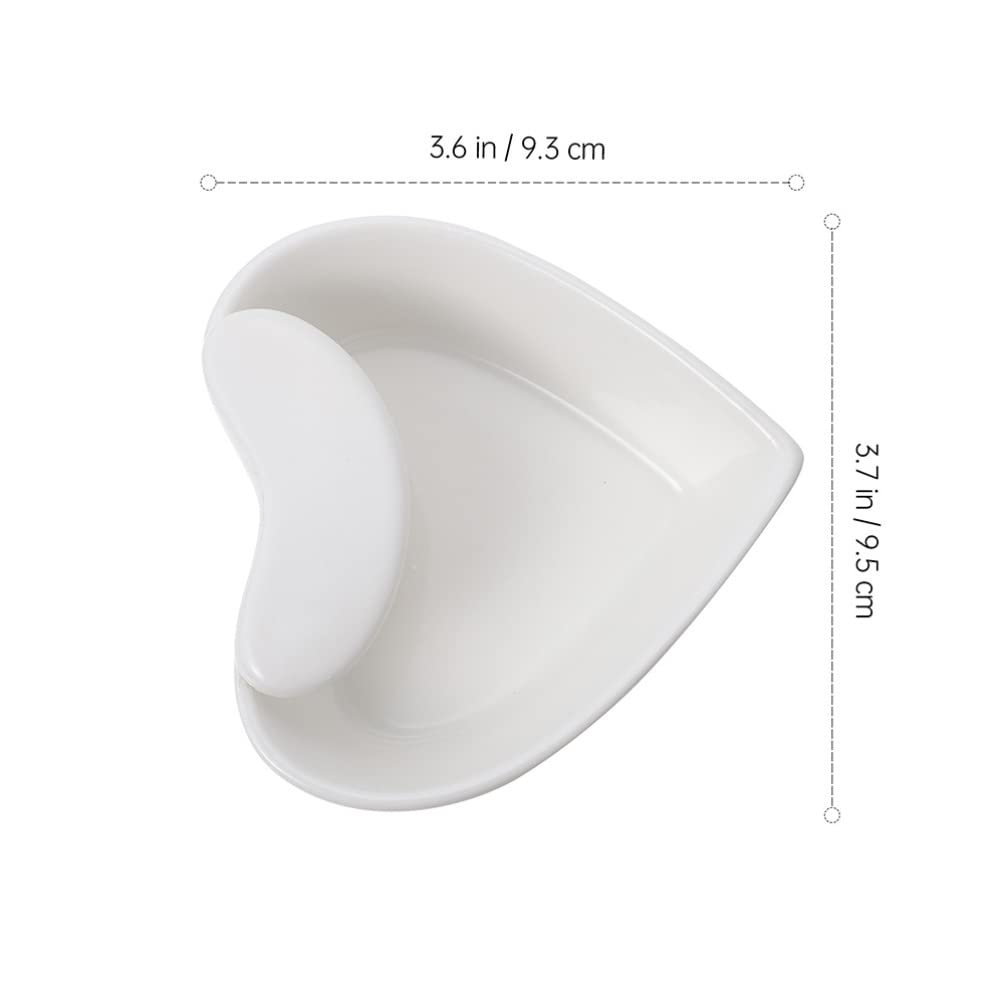 HEMOTON 2pcs Ceramic Spoon Rest Heart Shaped Kitchen Spoon Holder Spoon Rack Spoon Rest Stand Ladle Holder Kitchen Utensil Rest for Spatula