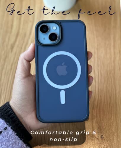 PTz Worlds - Case Compatible with iPhone 14 Plus 6.7β, Translucent Dark Blue, Anti Fingerprint, Anti Scratch, Non Slip, Ultra Slim & Sleek, Shockproof, Military Grade Protection