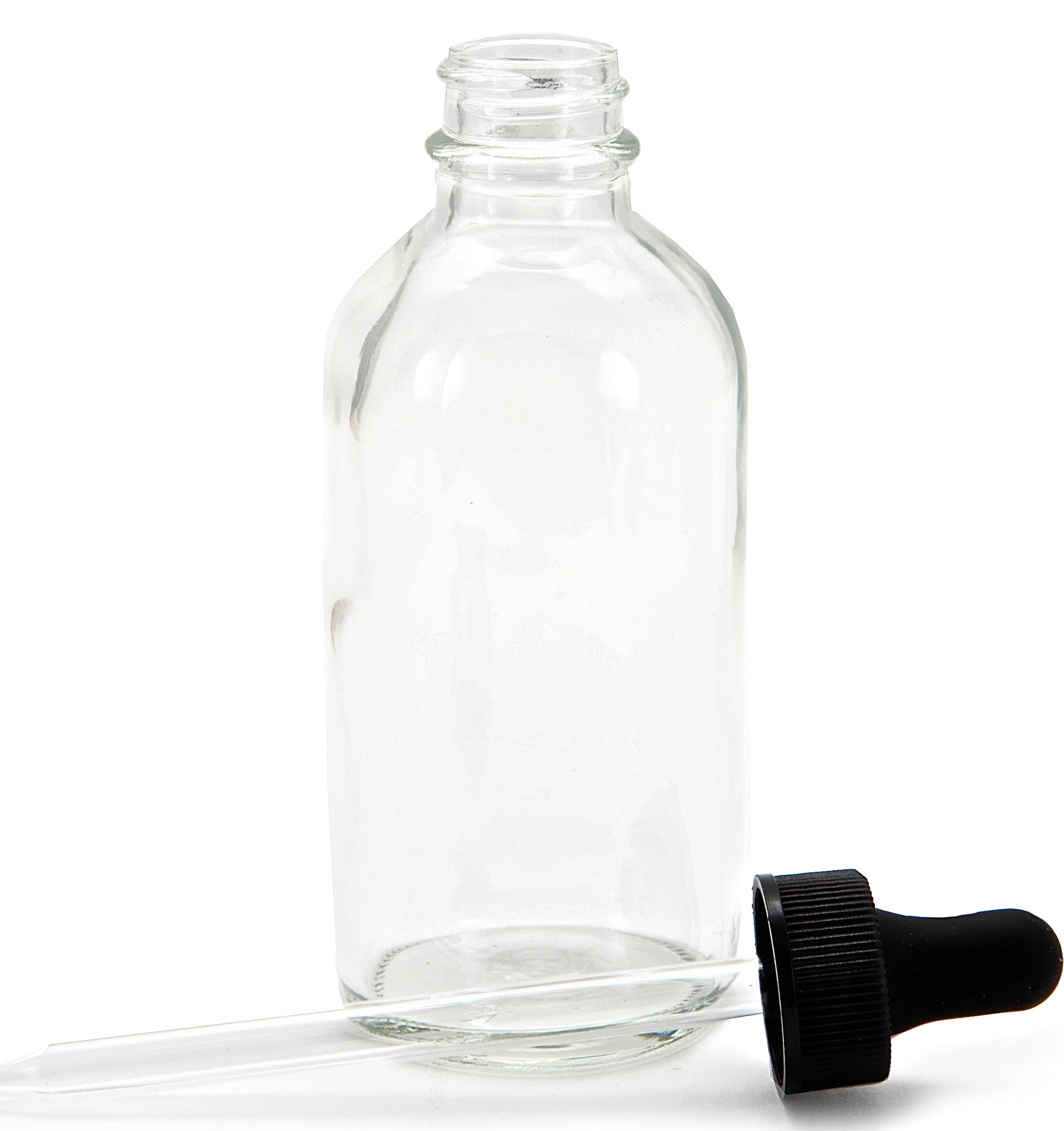 Vivaplex, 6, Clear, 4 oz Glass Bottles, with Glass Eye Droppers