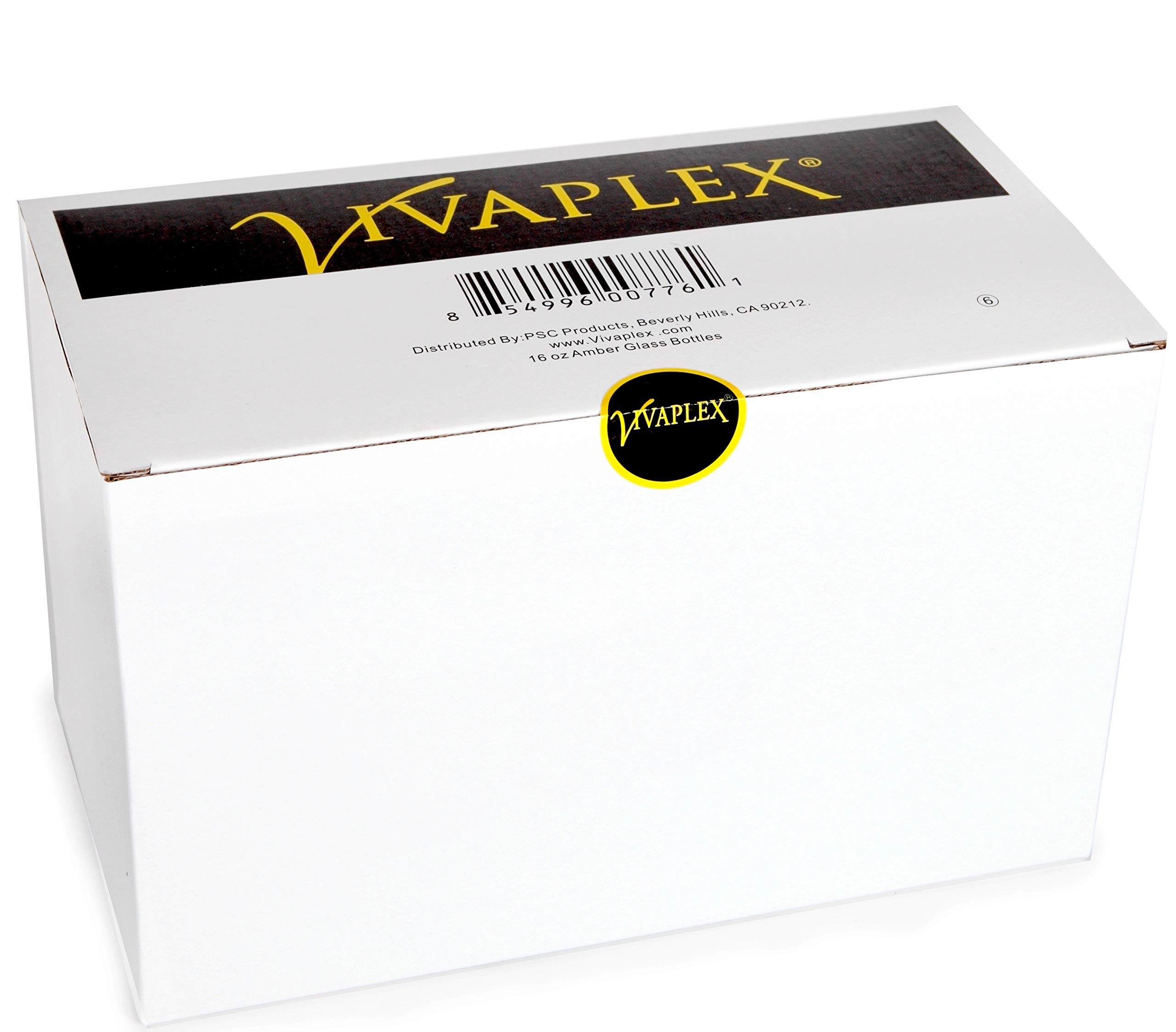 Vivaplex, 6, Large, 16 oz, Empty, Amber Glass Spray Bottles with Black Trigger Sprayers
